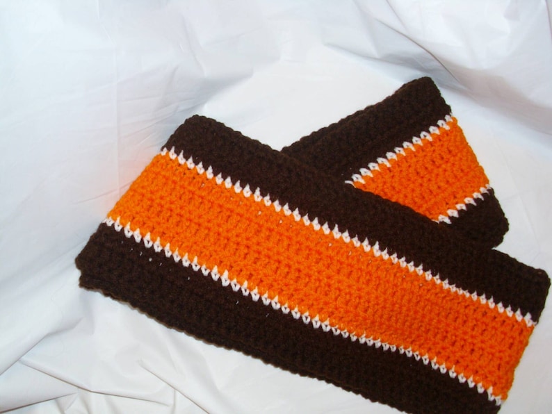 Black, Orange and White Striped Scarf With Fringed Edges. Cincinnati ...