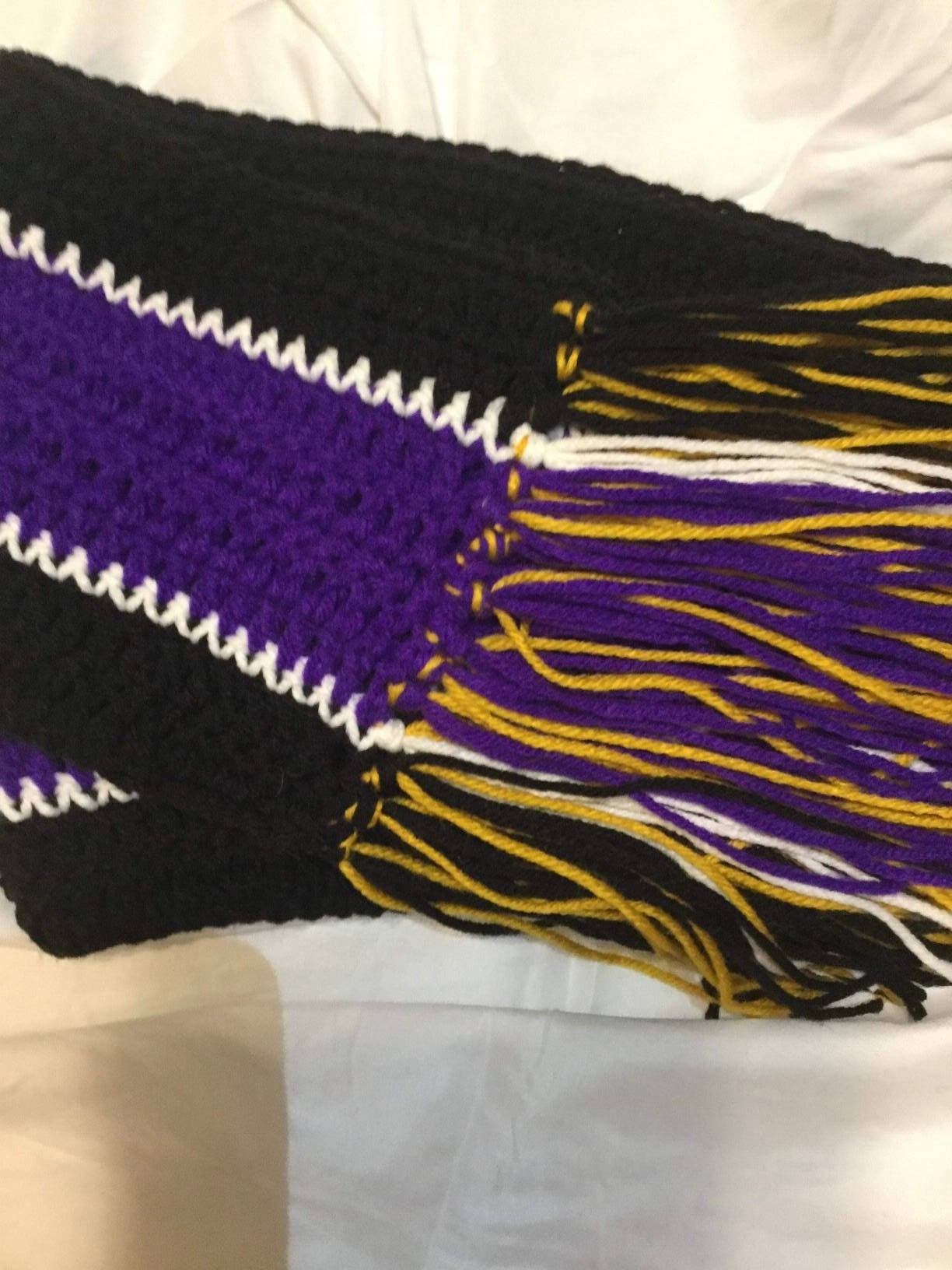 Baltimore Ravens Themed Scarf With Fringe. Black, Purple and Gold Scarf ...