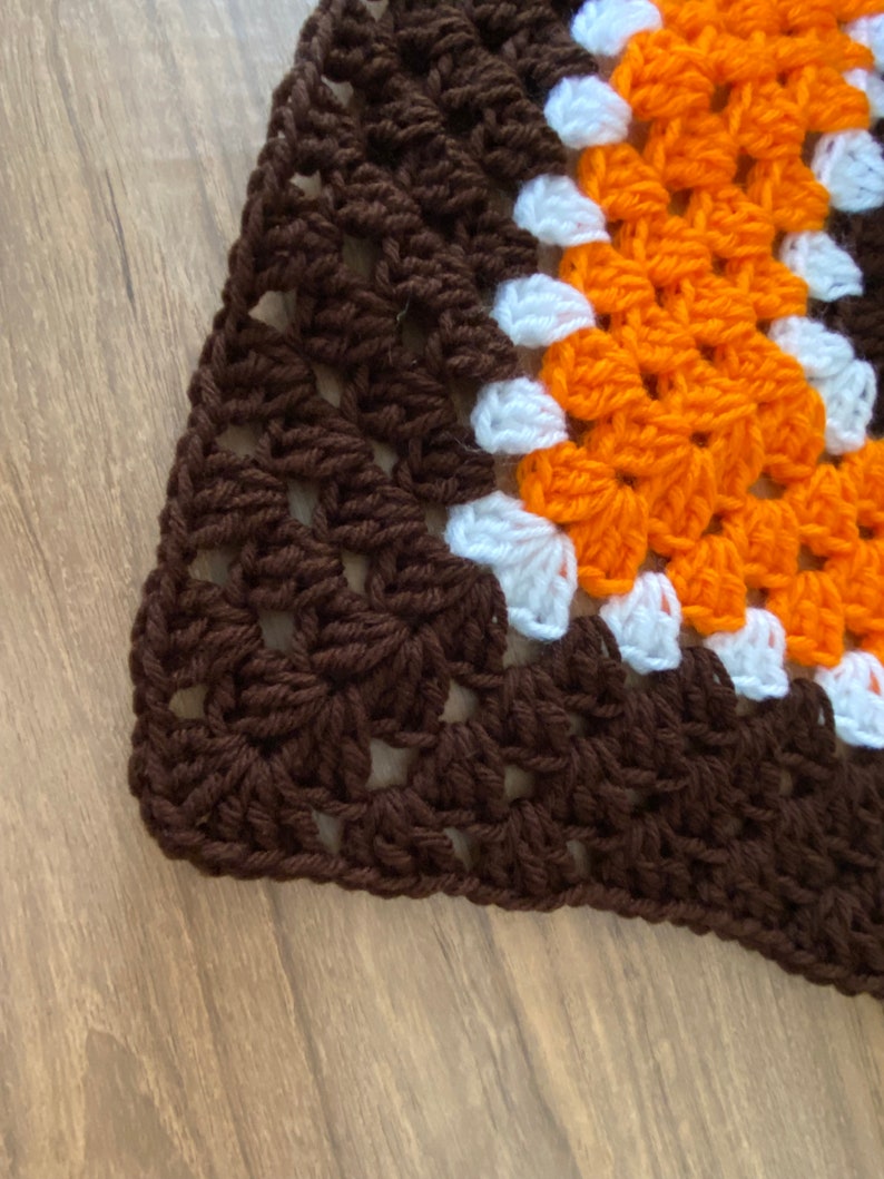 Cleveland Browns Themed Large Granny Square Afghan in Brown and Orange ...