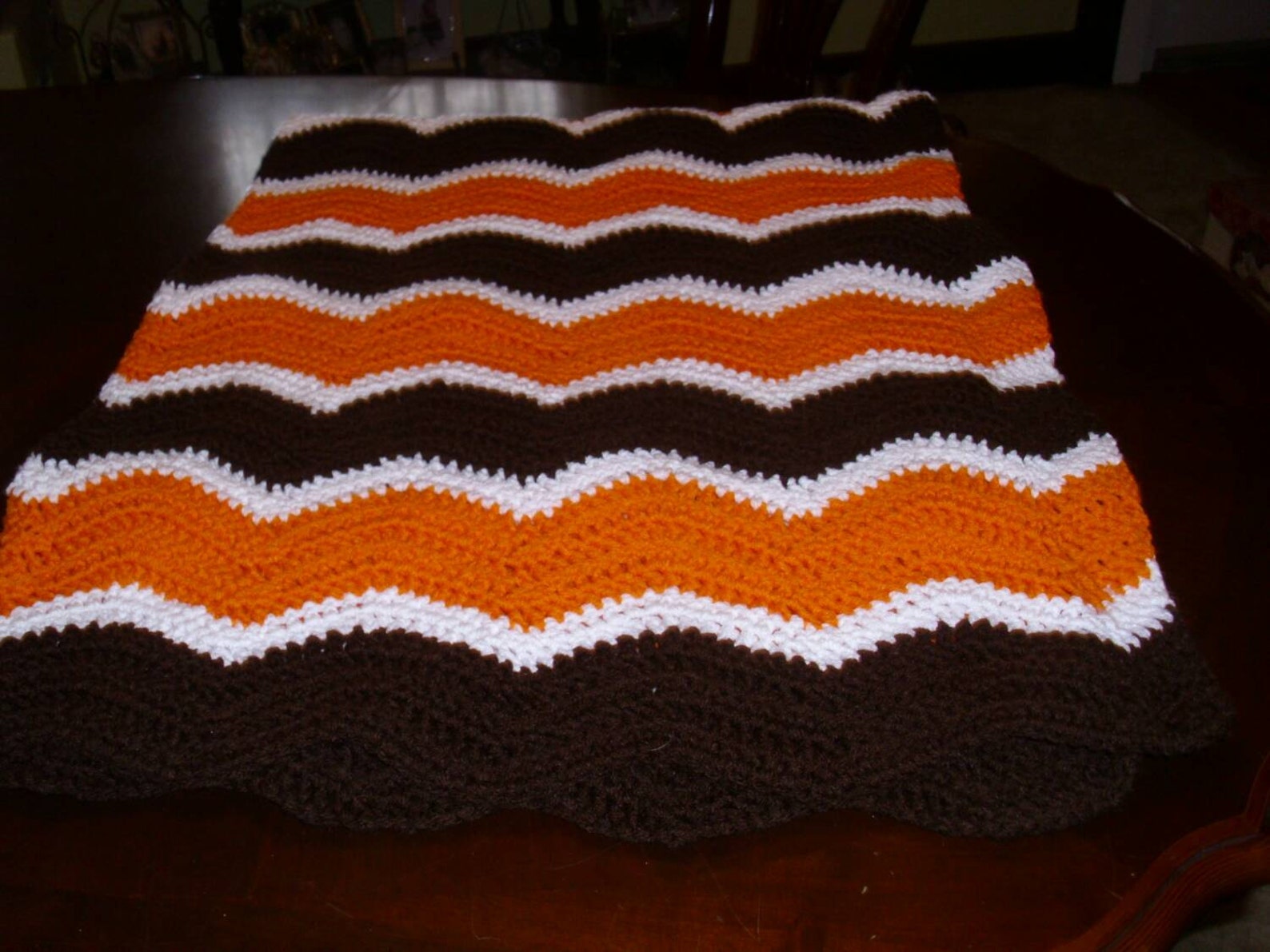 Brown and Orange Striped Wavy Chevron Afghan. Cleveland Browns Themed ...