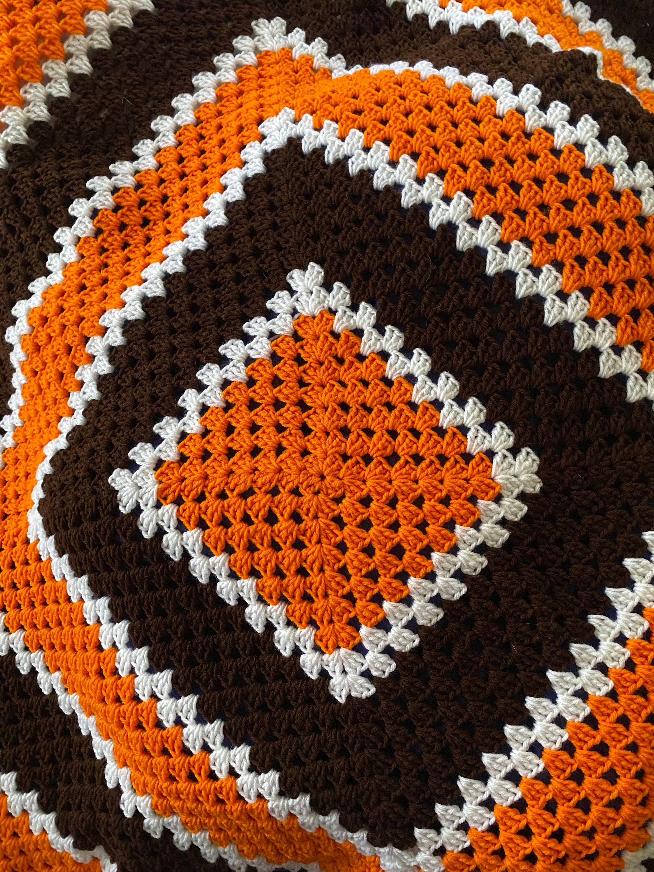 Cleveland Browns Themed Large Granny Square Afghan in Brown and Orange ...