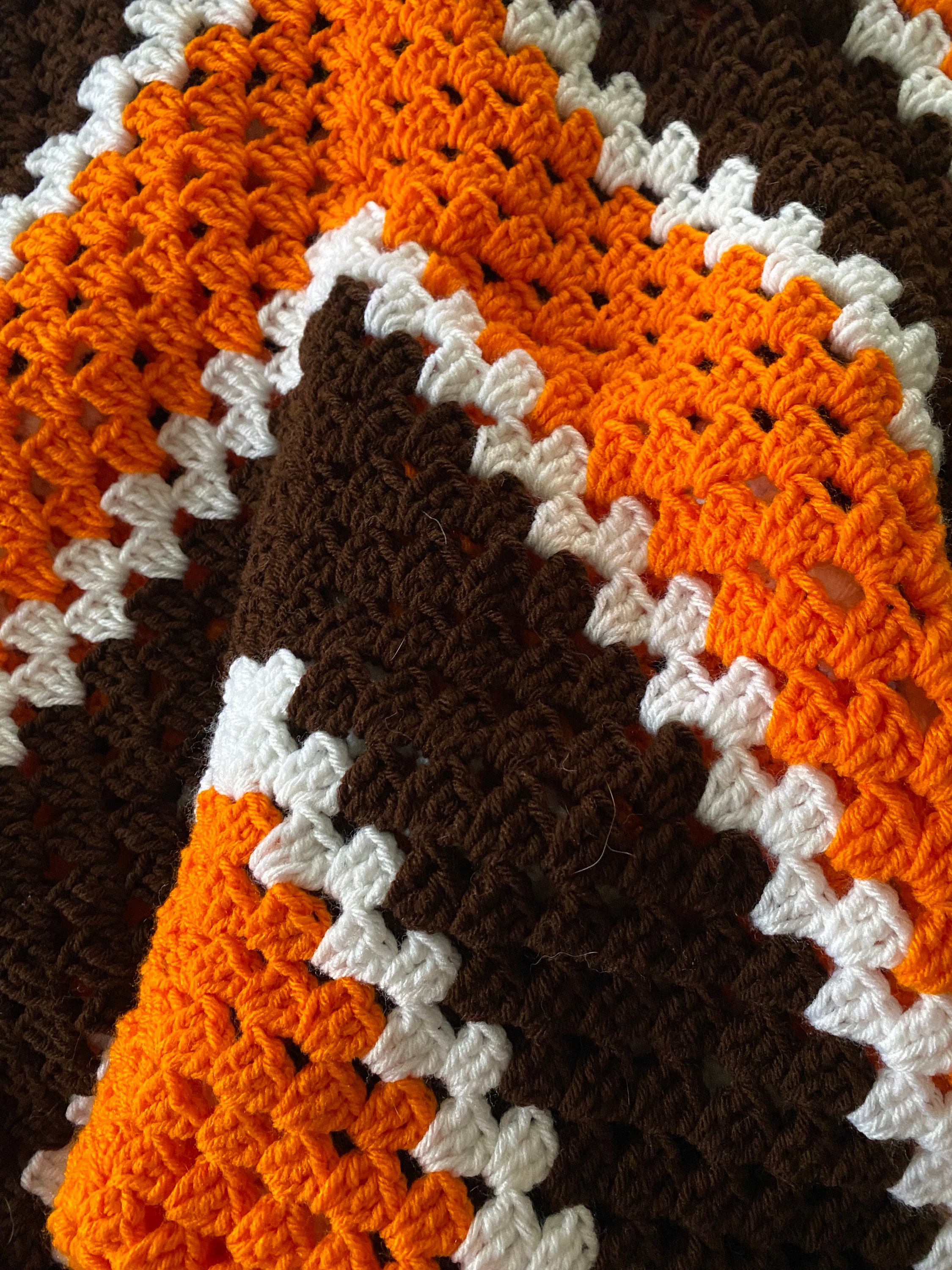 Cleveland Browns Themed Large Granny Square Afghan in Brown and Orange ...