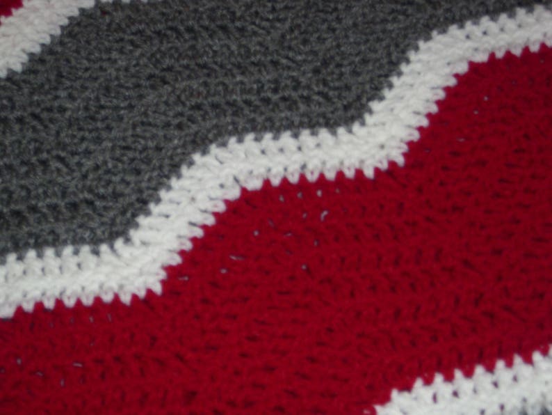 Ohio State Buckeyes Inspired Afghan. Chevron Style Red and Gray Afghan ...