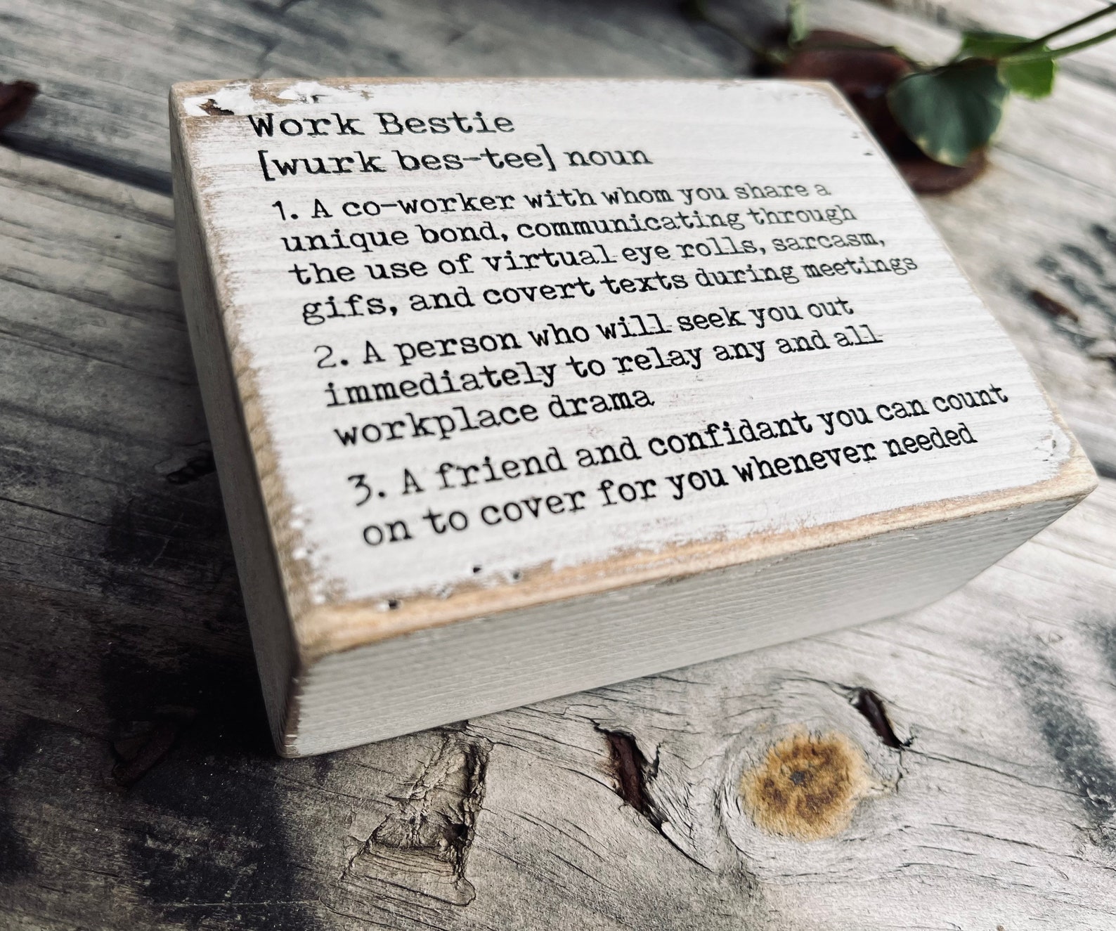 Work Bestie Sign Freestanding Block Sign With Free - Etsy