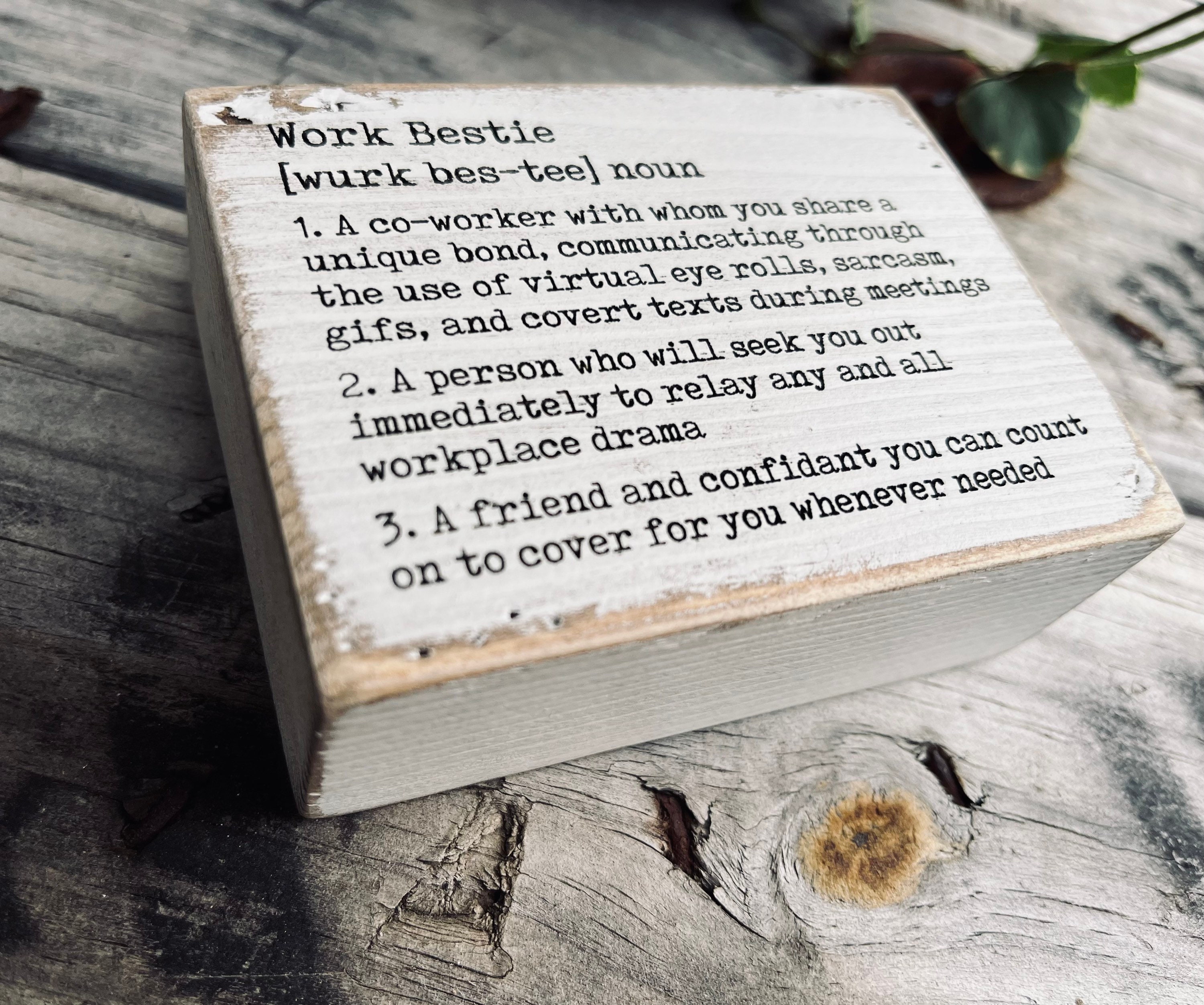 Work Bestie Sign Freestanding Block Sign With Free - Etsy