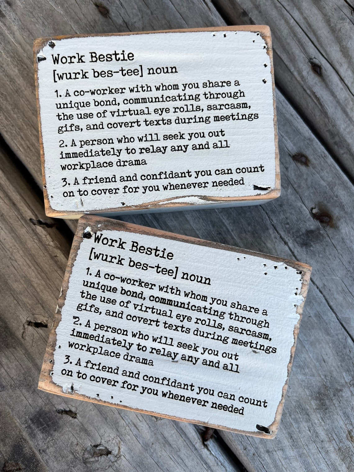 Work Bestie Sign Freestanding Block Sign With Free - Etsy