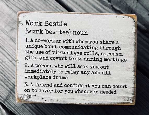Work Bestie Sign Freestanding Block Sign With Free - Etsy
