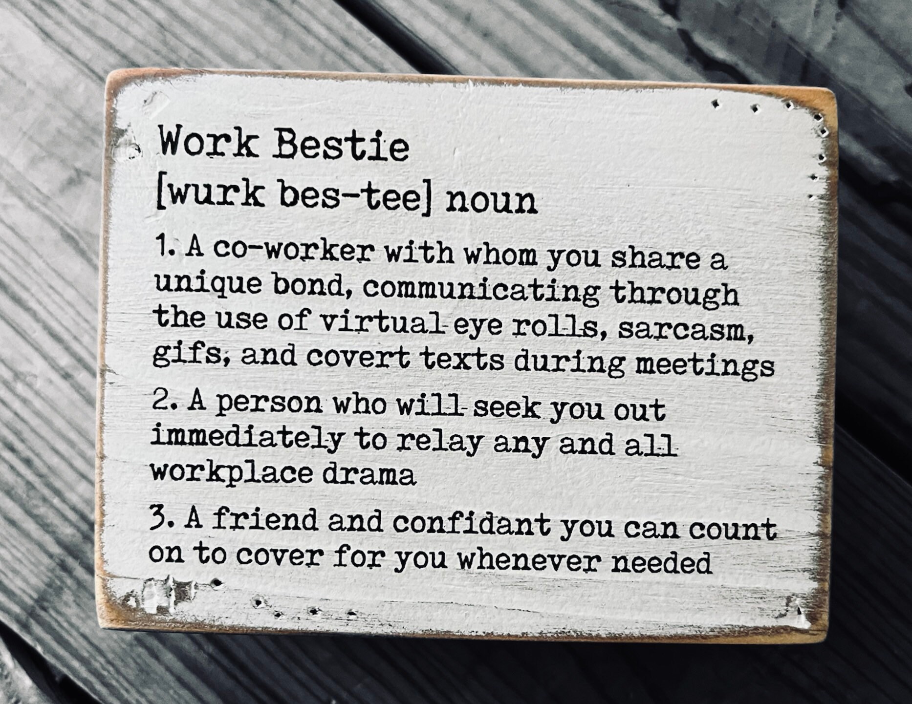 Work Bestie Sign Freestanding Block Sign With Free - Etsy