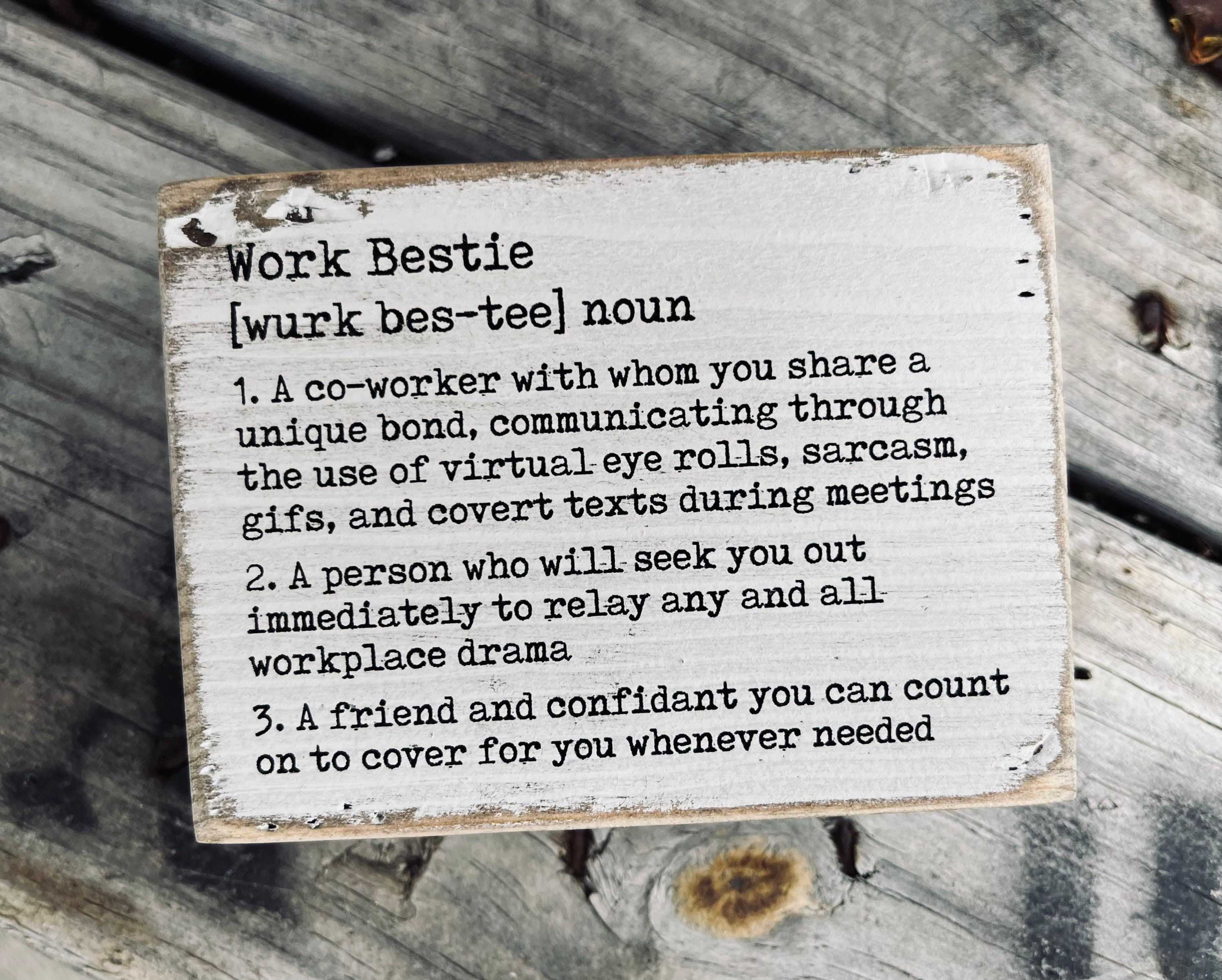 Work Bestie Sign Freestanding Block Sign With Free - Etsy