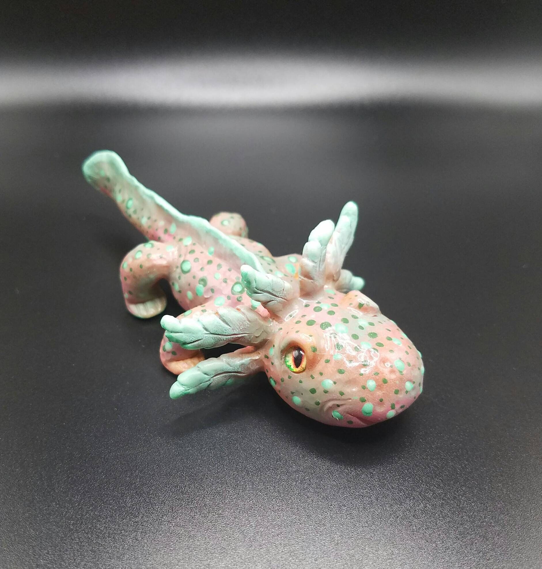 Art & Collectibles Yellow and Pink Spotted Lizard Polymer Clay Figure ...