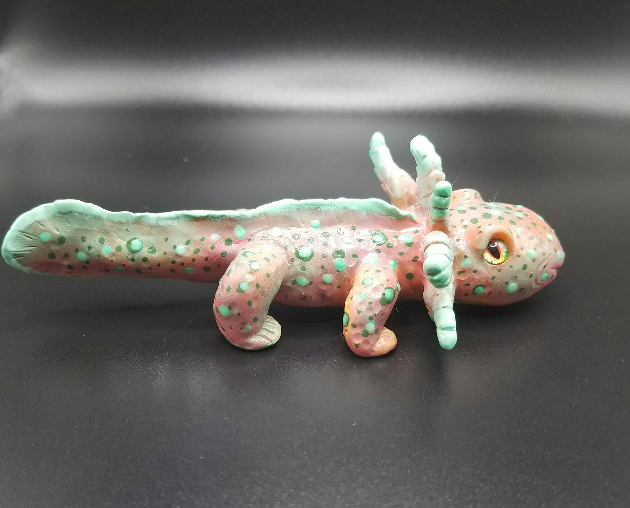 Art & Collectibles Yellow and Pink Spotted Lizard Polymer Clay Figure ...