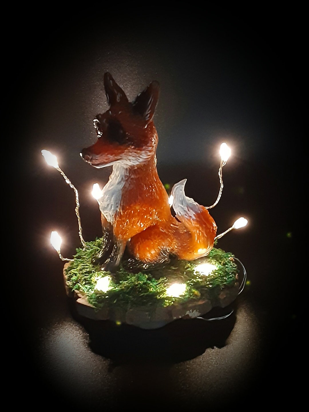Sitting Fox & Fireflies Lighted Art Scene - Etsy