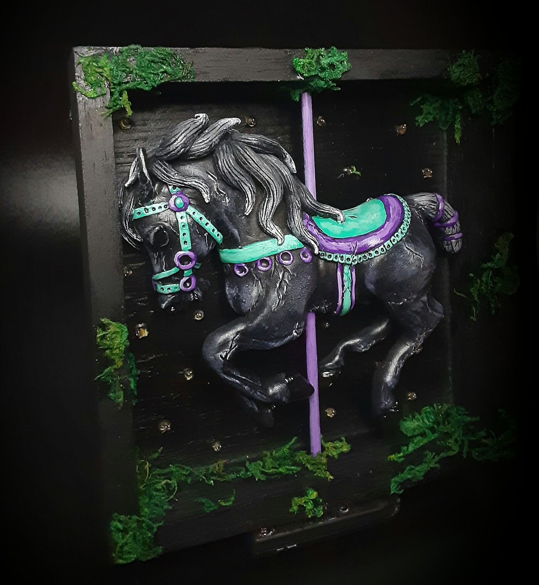 Haunted Carousel Horse Art | Gothic Shadow Box | Lighted Wall Decor ...