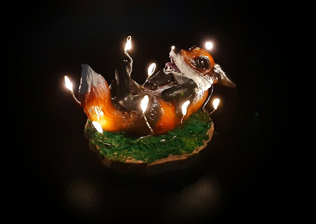 Playing Fox & Fireflies Lighted Art Scene - Etsy