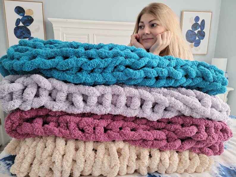 JUMBO Chenille Blanket Chunky Chenille Yarn Chunky knit | Etsy JUMBO Chenille Blanket Chunky Chenille Yarn Chunky knit | Etsy