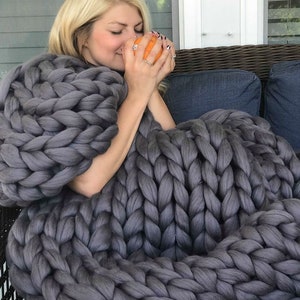 Super Chunky Knit Blanket, Chunky Knit Blanket, Chunky Knits, Blanket ...