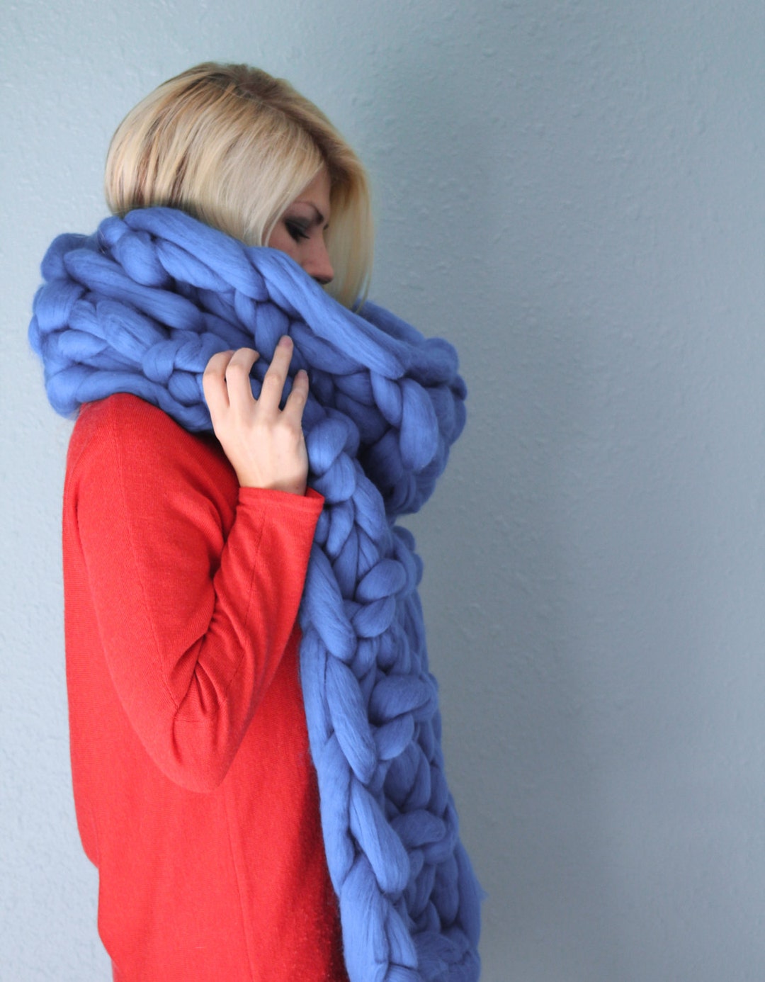 Chunky Knit Scarf, Knit Scarf, Chunky Scarf, Oversized Scarf, Wool ...