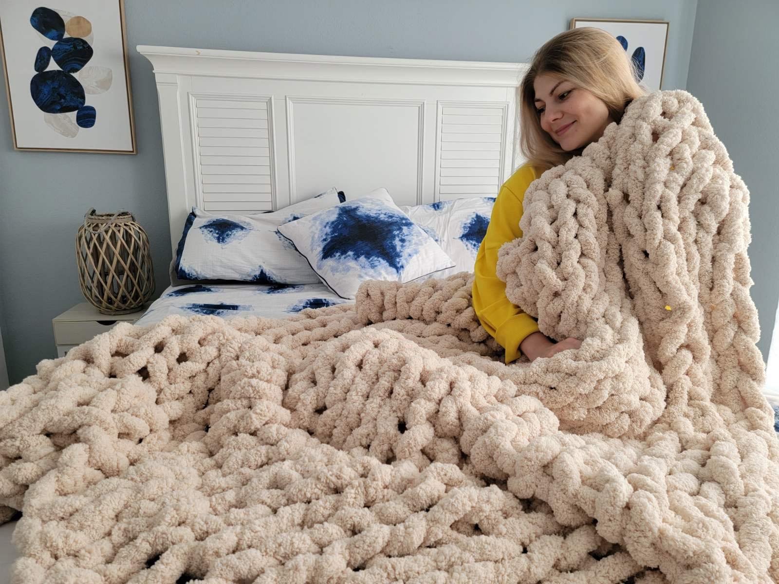 NEW EXTRA JUMBO Chenille Blanket Chunky Chenille Yarn Arm | Etsy