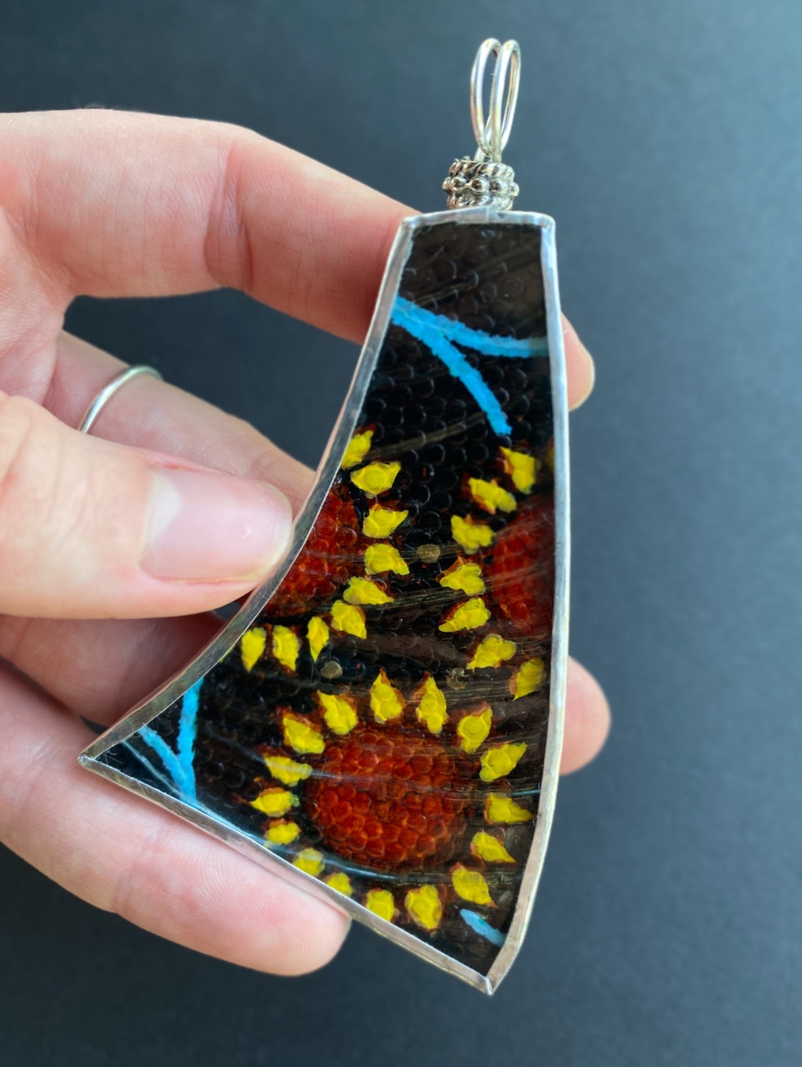 Southwest Sunflowers // Hand Painted // Ribbed Glass // Hand - Etsy