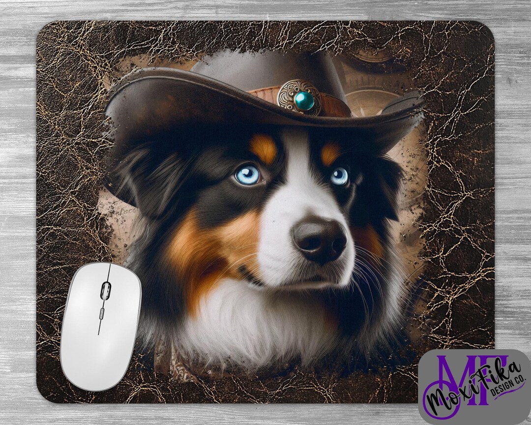 Cowboy Australian Shepherd Mouse Pad - Western Australian Shepherd Desk ...