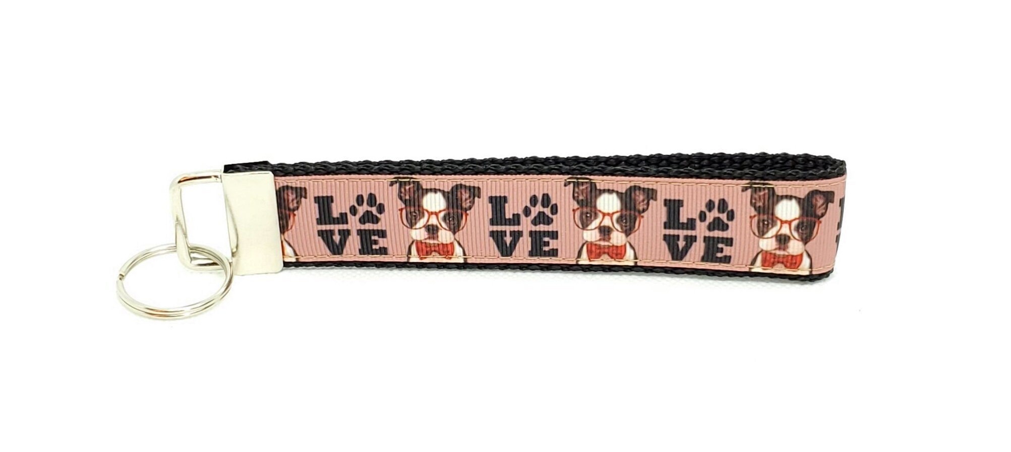 Boston Terrier Keychain Boston Key Fob Boston Terrier Wristlet Boston ...