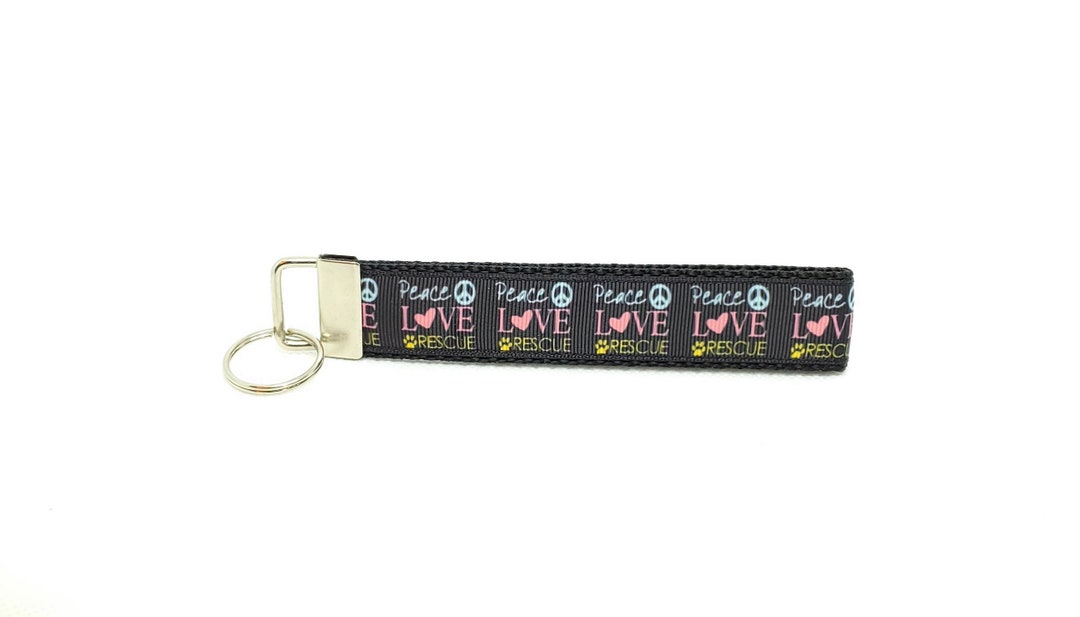 Peace Love Rescue Keychain Rescue Key Fob Rescue Wristlet Rescue Key ...