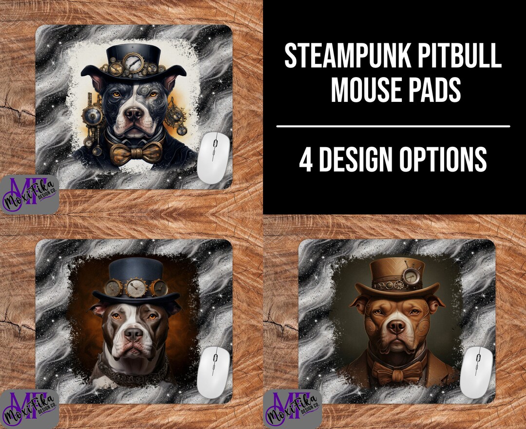 Steampunk Pitbull Mouse Pad - Steampunk Pitbull Desk Mat - Pitbull Gift ...