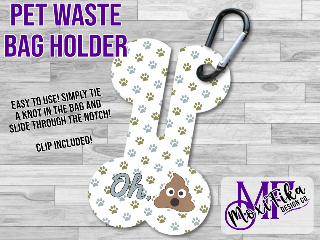 Dog Poop Bag Holder With Oh Shit (poop Emoji) Saying - Pet Waste Holder ...