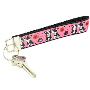 Boston Terrier Keychain Boston Key Fob Boston Terrier Wristlet Boston ...