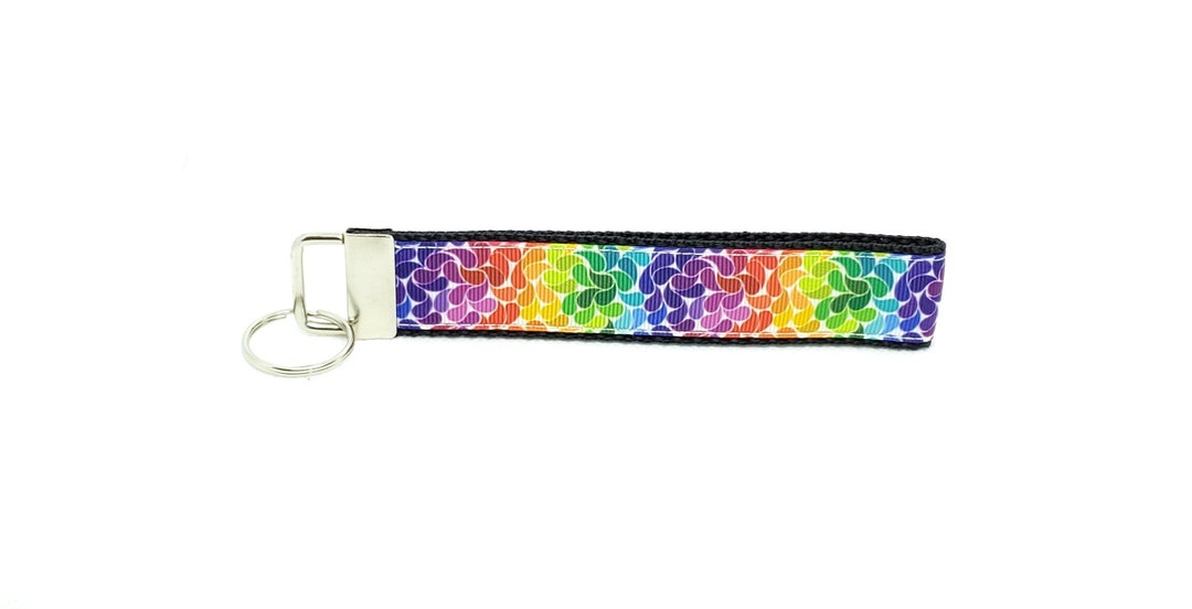 Rainbow Keychain Rainbow Key Fob Rainbow Wristlet Rainbow Key Ring ...