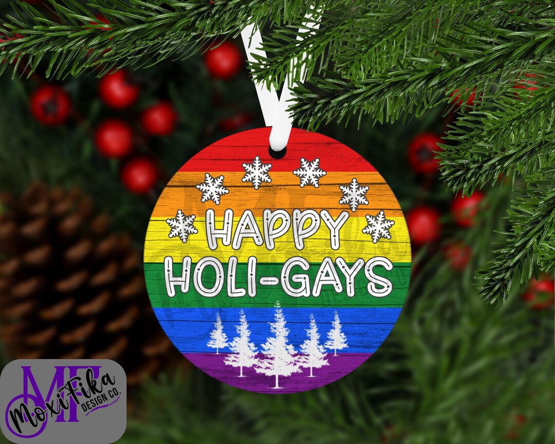 Happy Holigays Christmas Ornament - Gay Pride Christmas Ornament - Gay ...