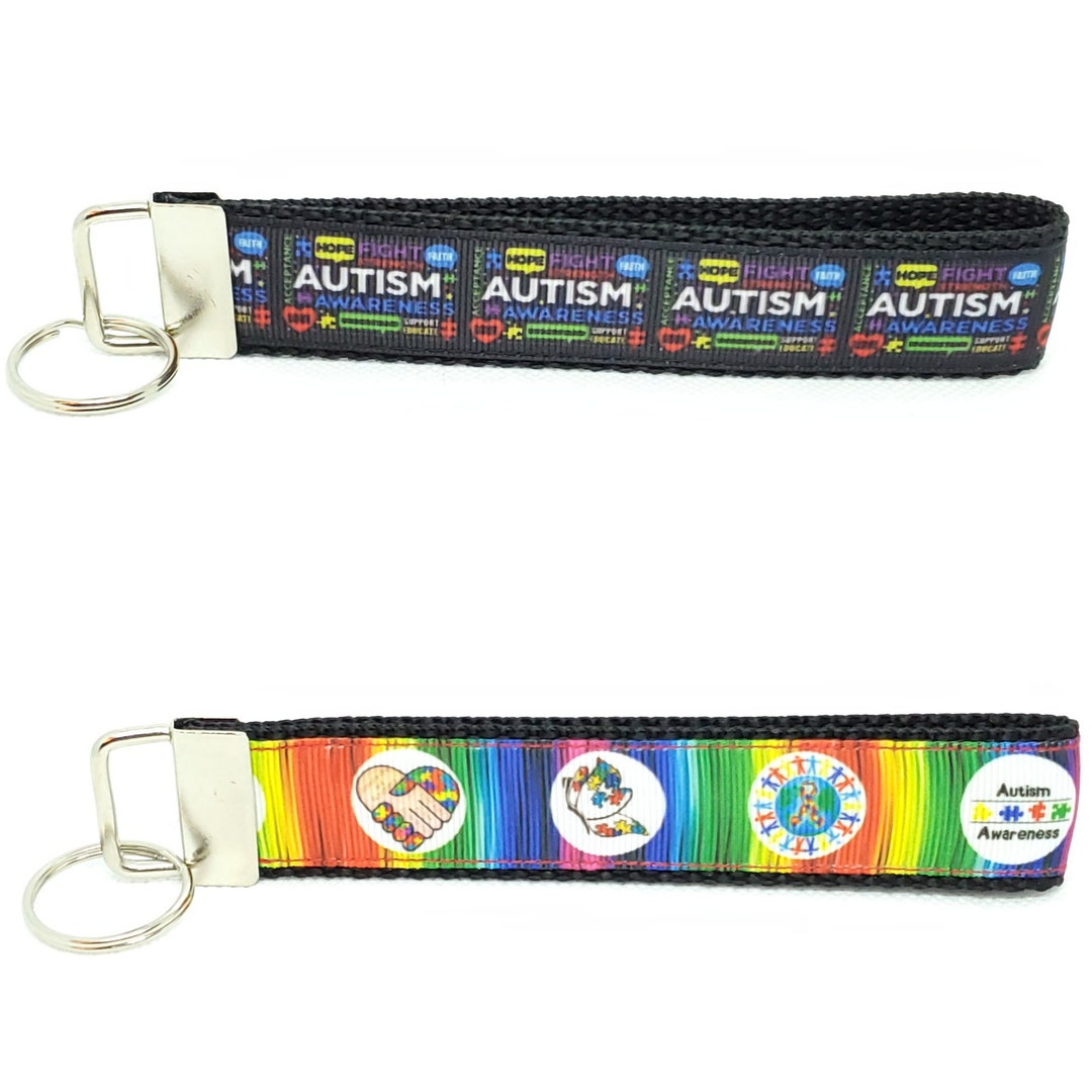 Autism Awareness Keychain Autism Key Fob Autism Wristlet Autism Key ...