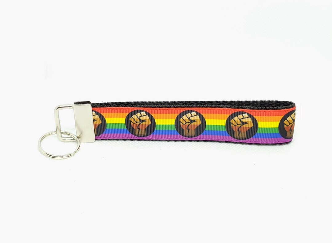 BLM Pride Flag Keychain Black Lives Matter Pride Wristlet Pride Key Fob ...