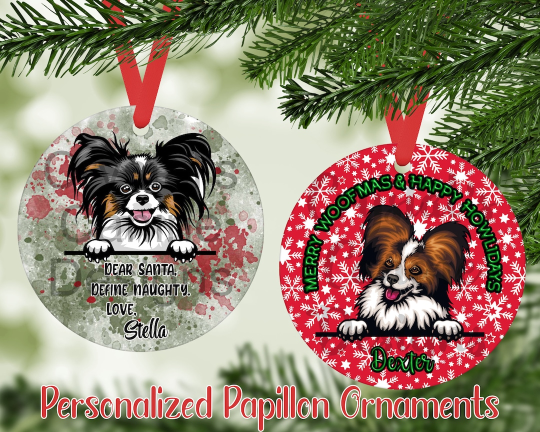 Personalized Papillon Christmas Ornament Double Sided Papillon Decor ...