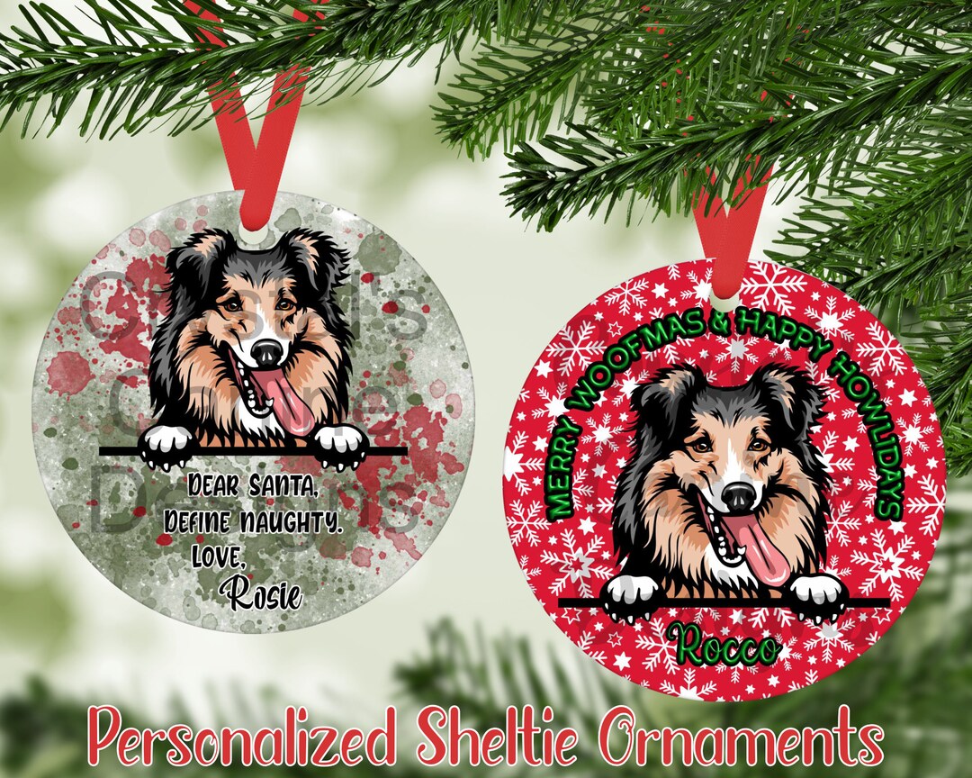 Personalized Sheltie Christmas Ornament Double Sided Sheltie Decor ...