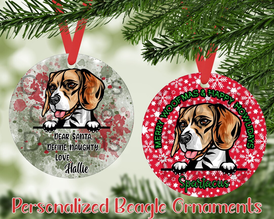 Personalized Beagle Christmas Ornament Double Sided Beagle Decor Beagle ...