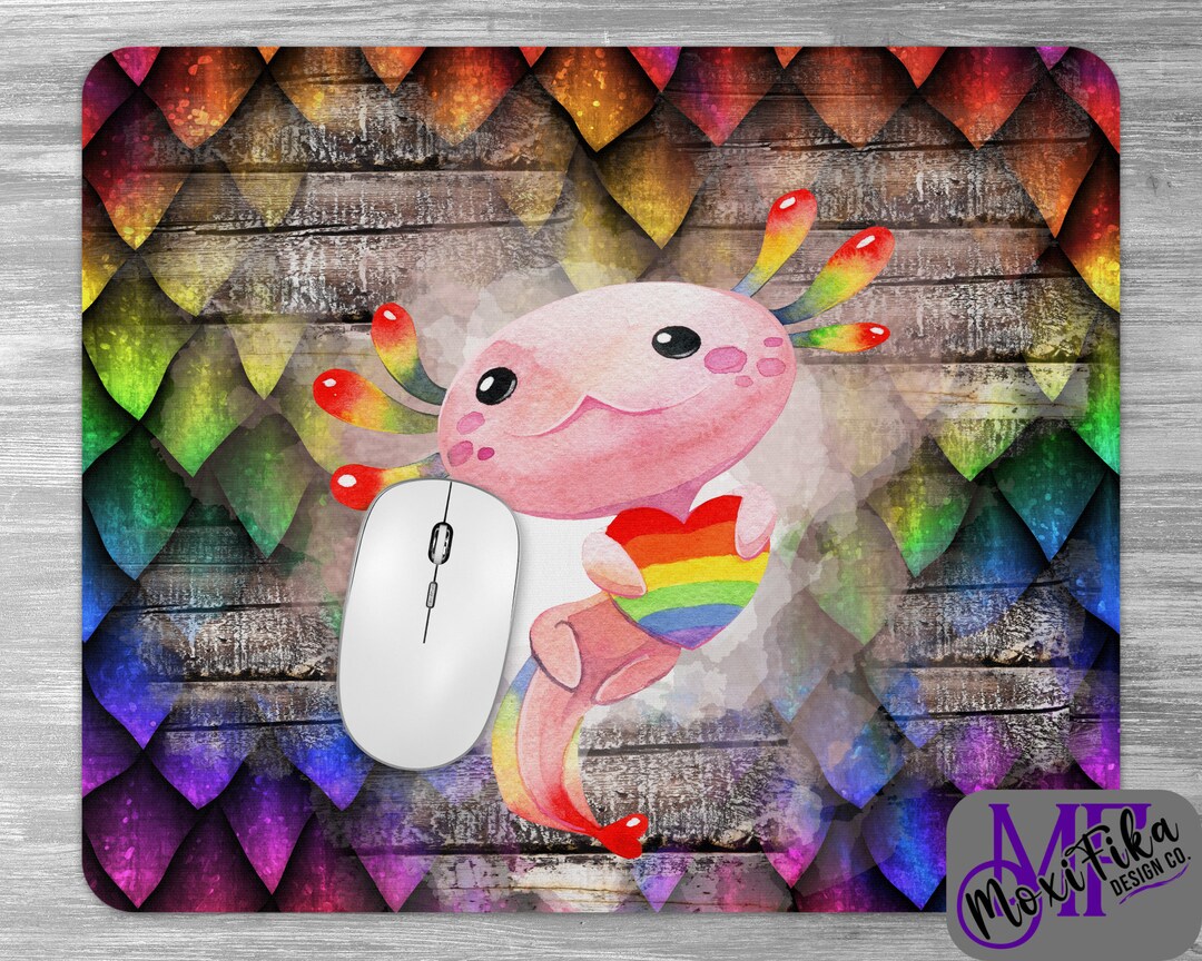 Rainbow Axolotl Mouse Pad Rainbow Axolotl Desk Mat Gay Pride Mouse Pad ...