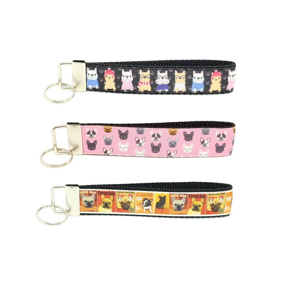 French Bulldog Keychain French Bulldog Key Fob French Bulldog Wristlet ...
