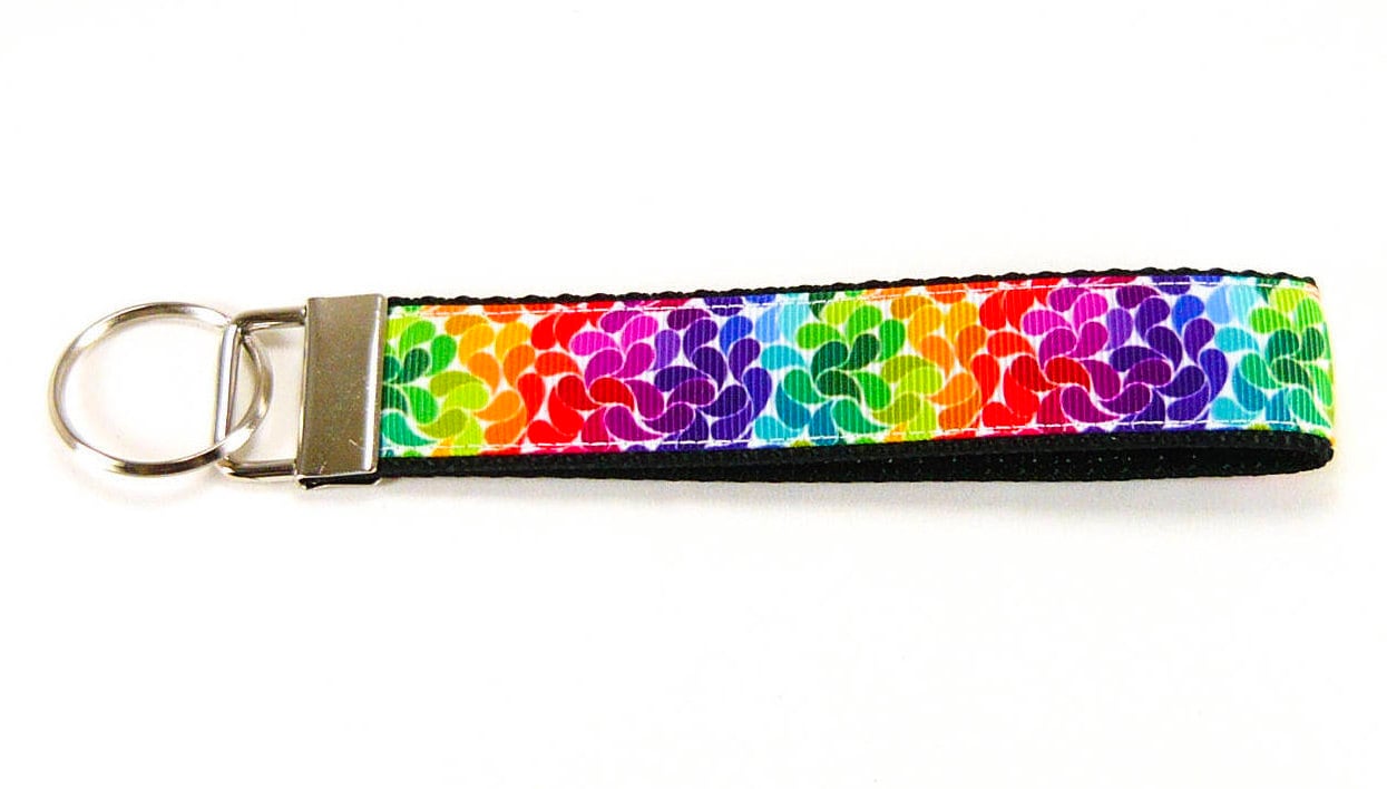 Rainbow Keychain Rainbow Key Fob Rainbow Wristlet Rainbow Key | Etsy