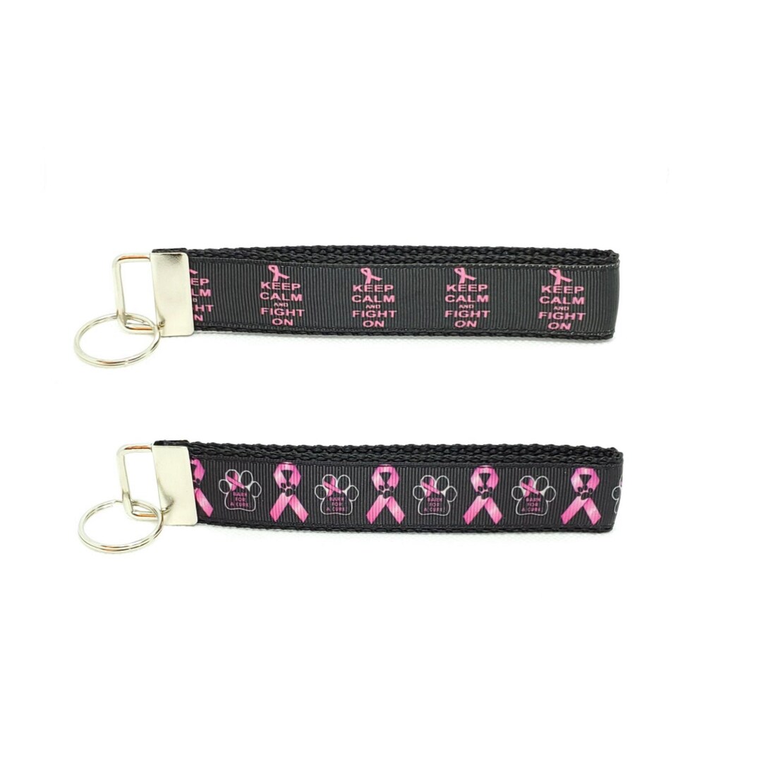 Breast Cancer Keychain Breast Cancer Wristlet Breast Cancer Key Fob ...