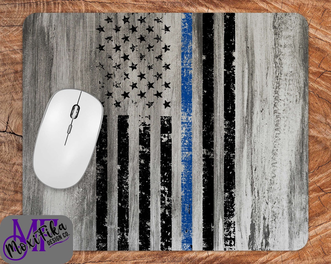 Police Mouse Pad - Police Desk Mat - Blue Line Flag Mouse Pad - Blue ...
