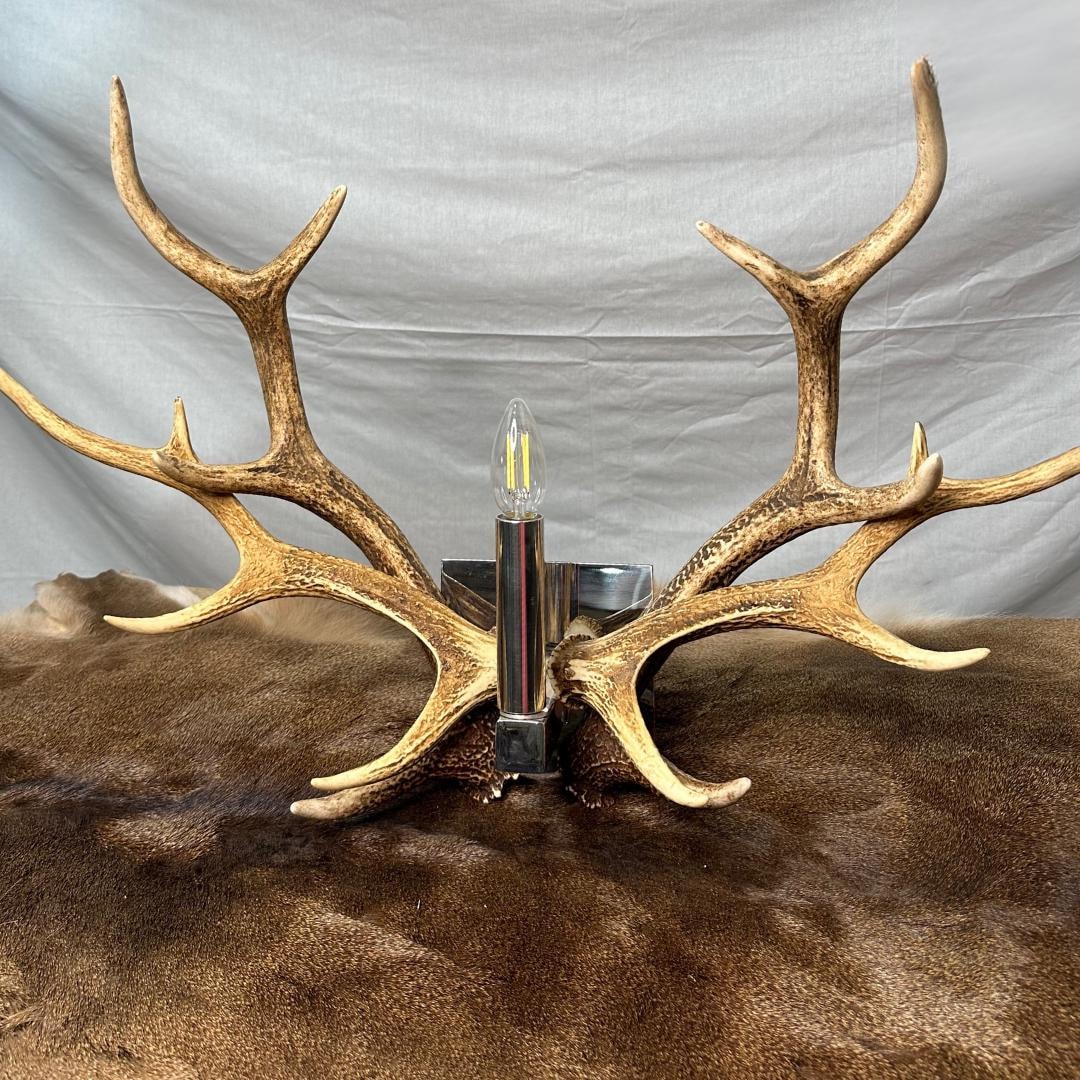 Rustic Red Stag Antler Wall Lamp - Etsy