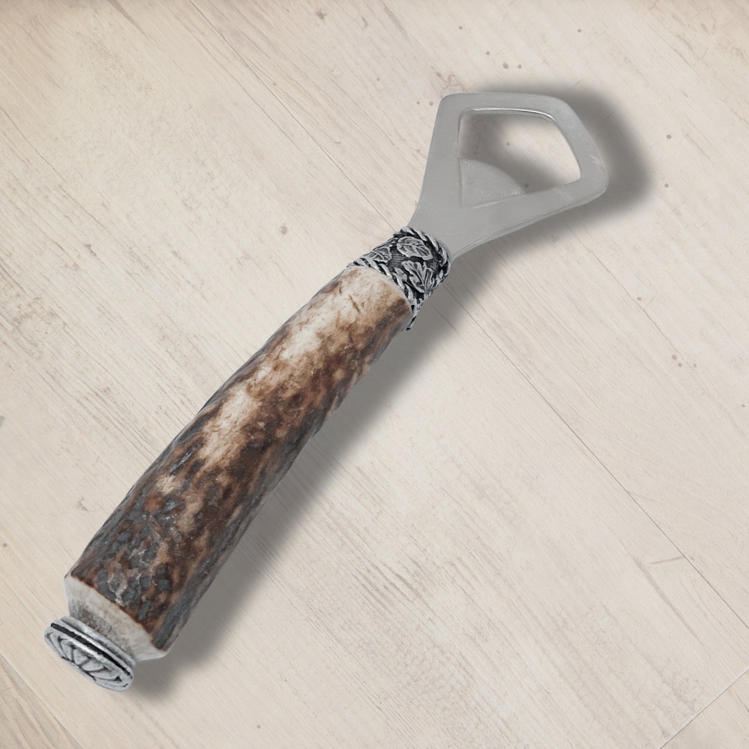 Real Elk Antler Artisan Bottle Opener Rustic Barware Handcrafted From ...