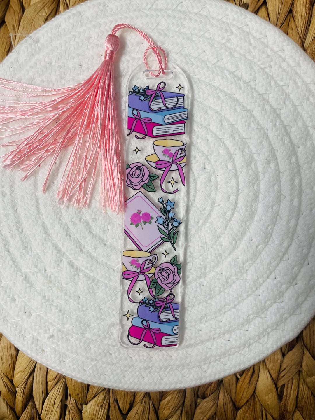 Coquette Reading Acrylic Bookmark - Etsy