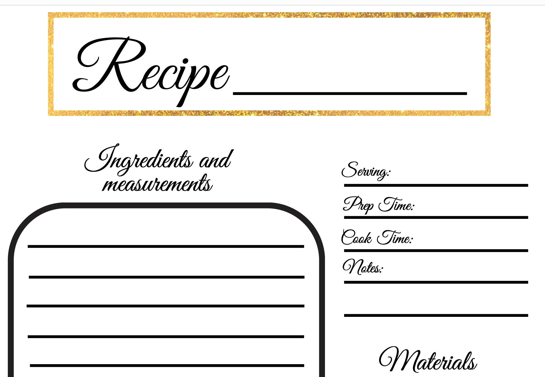 Printable Recipe Pages || Simple Design - Etsy