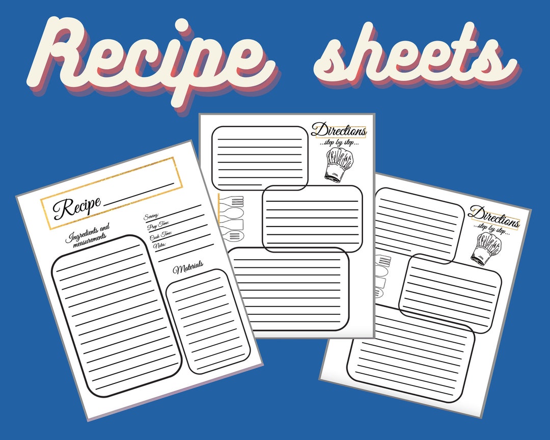 Printable Recipe Pages || Simple Design - Etsy