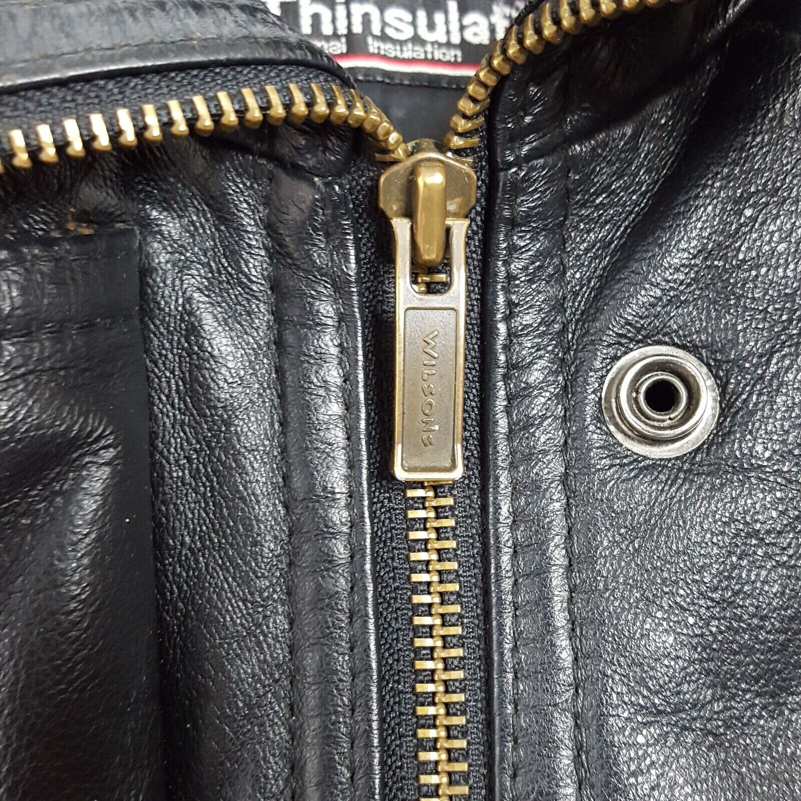 Vintage Wilson's Leather Black Motorcycle Jacket Size Medium Thinsulate ...