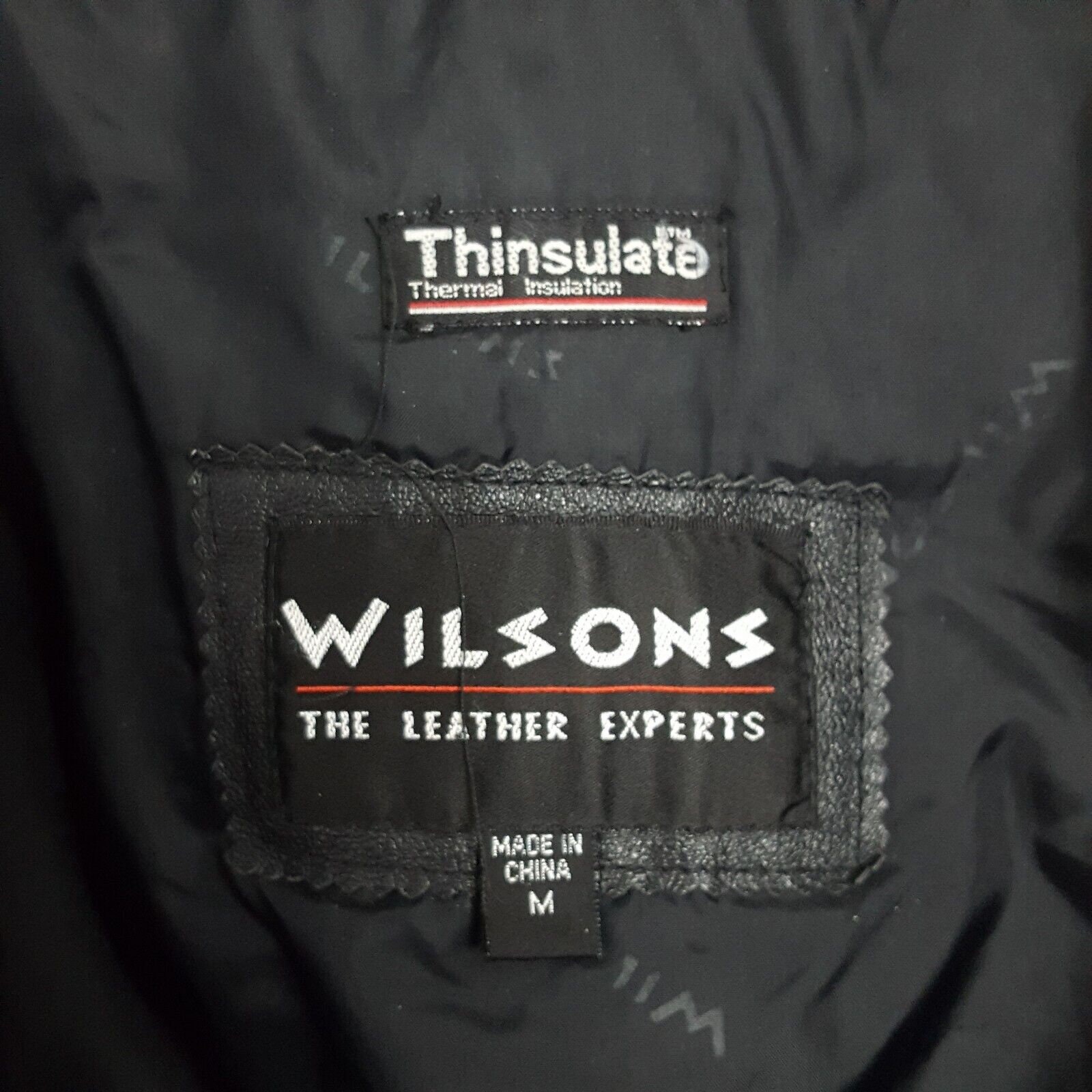 Vintage Wilson's Leather Black Motorcycle Jacket Size Medium Thinsulate ...