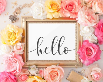 Hello Printable Wall Art Minimalist Typography Poster - Etsy