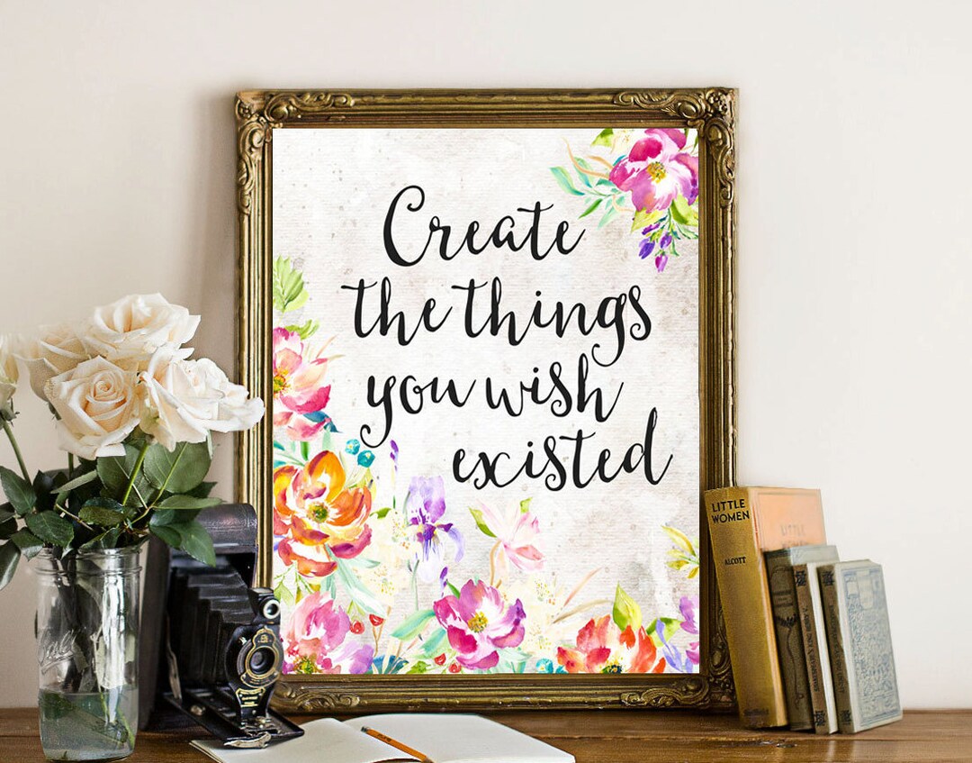 Printable Wall Art, Home Office Decor Floral Printable Art, Typography ...